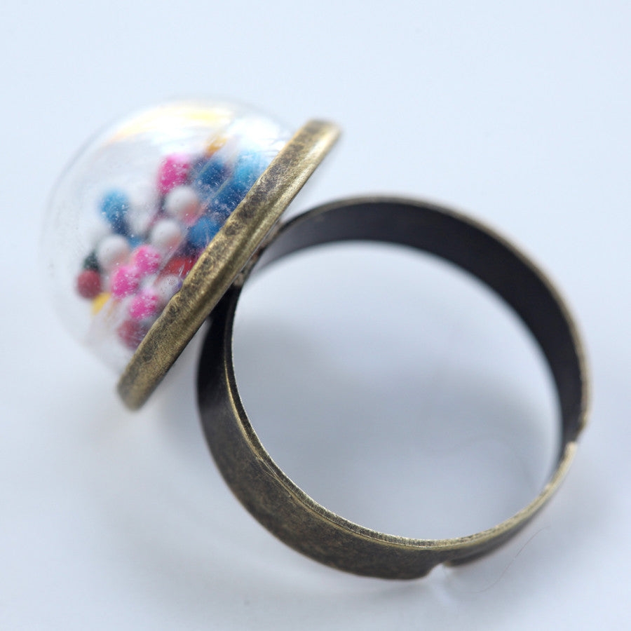 Small glass dome ring with cake sprinkles – Amy Pfaffman
