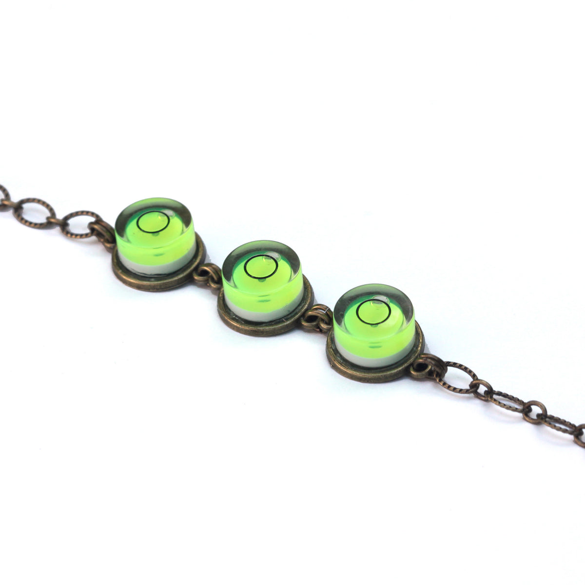 Triple bullseye level bracelet with brass chain – Amy Pfaffman